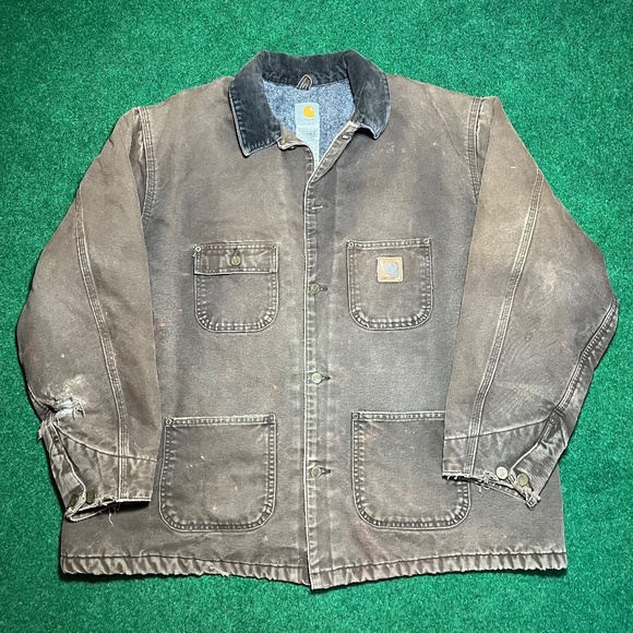 Carhartt | Jackets & Coats | Carhartt Blanket Lined Vintage Brown Faded Distressed Chore Jacket ...